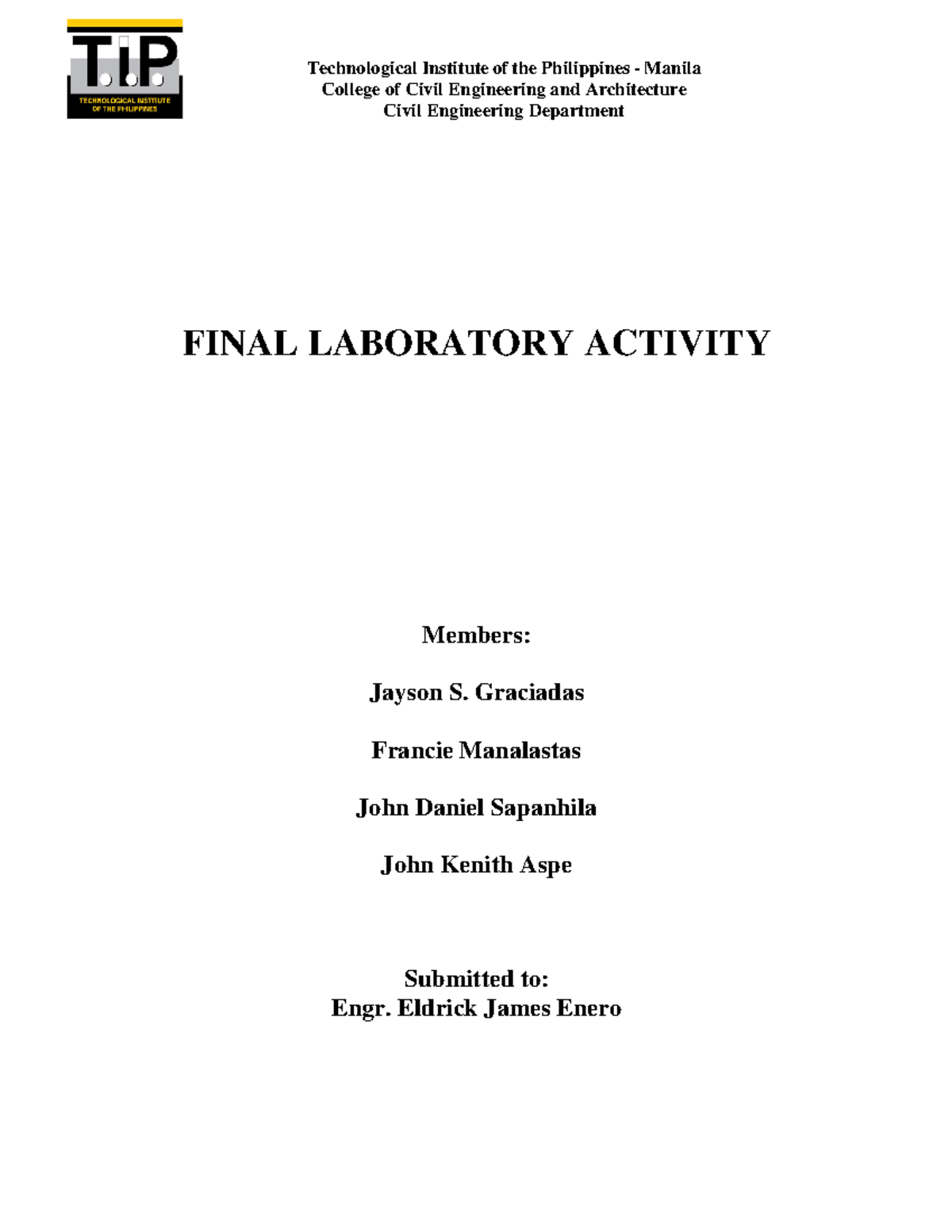 Final Laboratory Activitiy - College of Civil Engineering and ...