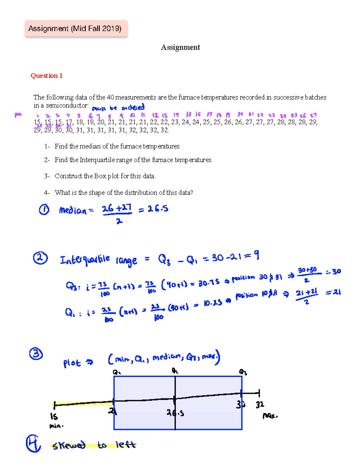 Stat mid samples - ϭ $VVLJQPHQW 4XHVWLRQ - Studocu