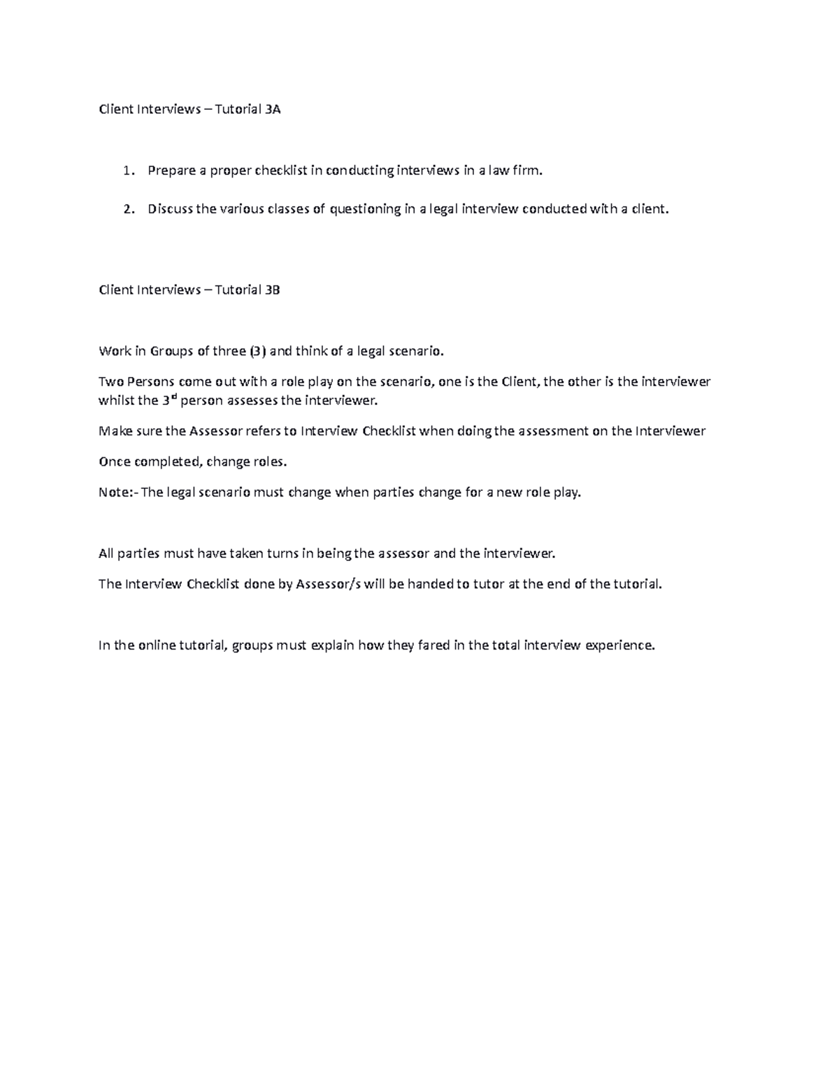 356821 T3A and T3B Client Interviews - Client Interviews – Tutorial 3A ...