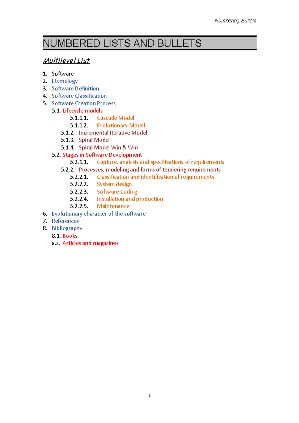 Practice #3 Without format - NUMBERED LISTS AND BULLETS Multilevel List ...