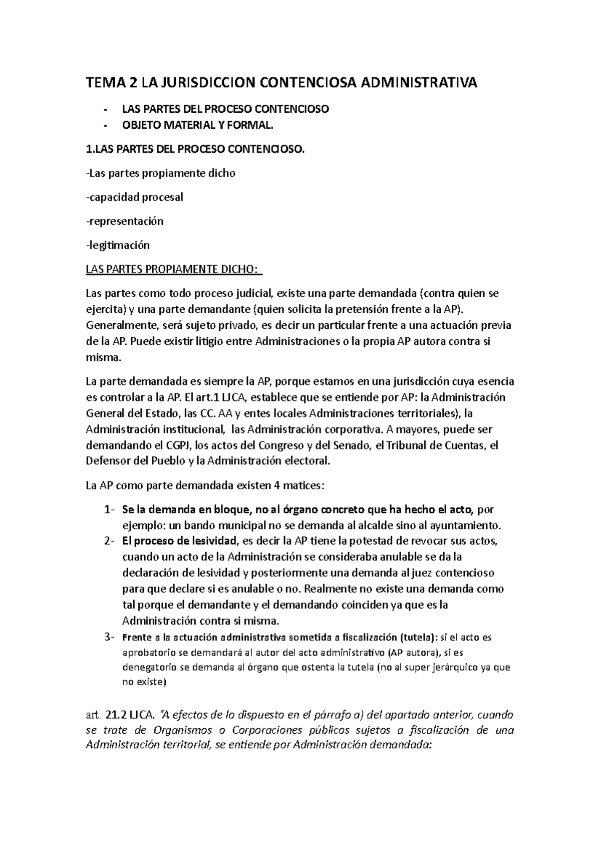 TEMA 2 LA Jurisdiccion Contenciosa Administrativa - TEMA 2 LA JURISDICCION CONTENCIOSA - Studocu