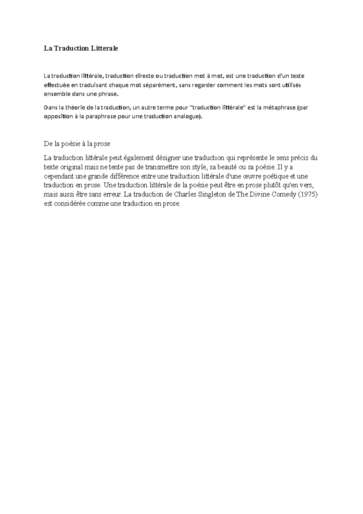 La Traduction Litterale - Dans la théorie de la traduction, un autre ...