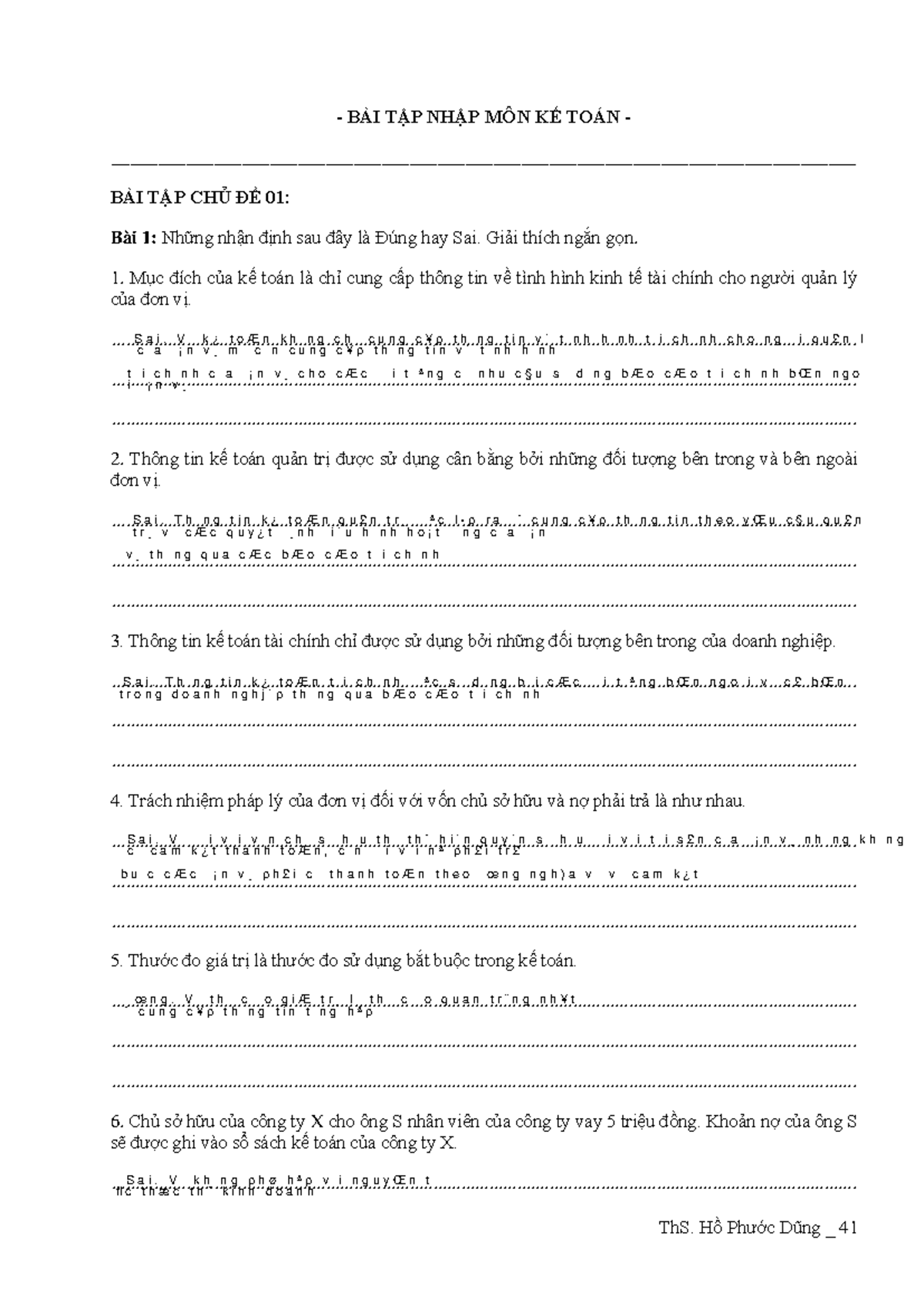 Nhap-mon-ke-toan Bai-tap - BÀI TẬP NHẬP MÔN KẾ TOÁN - - Studocu