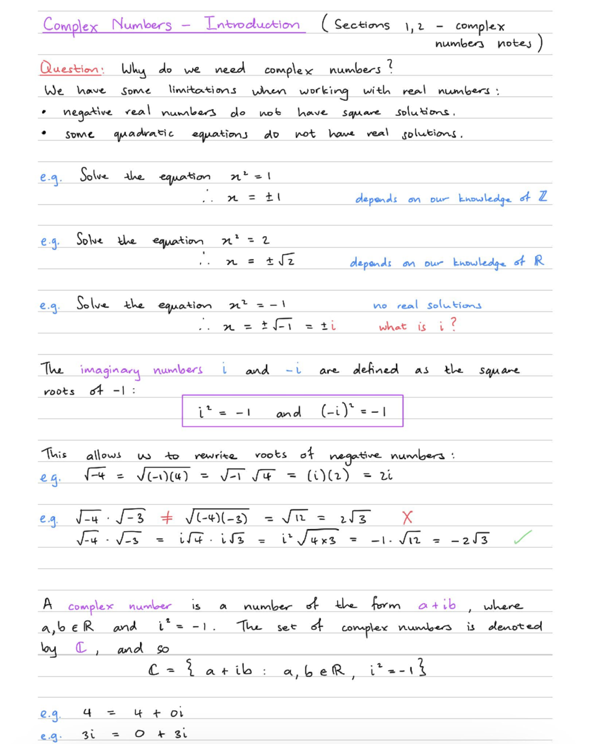 36. Complex Numbers - Introduction - MAM1021S - Studocu