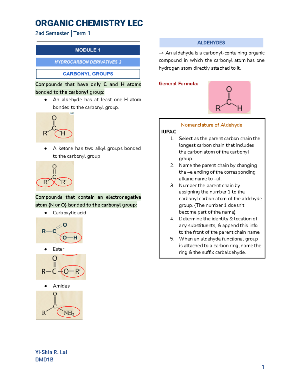 Org Chem Lec (Finals) - Organic Chemistry - 2nd Semester │Term 1 ...