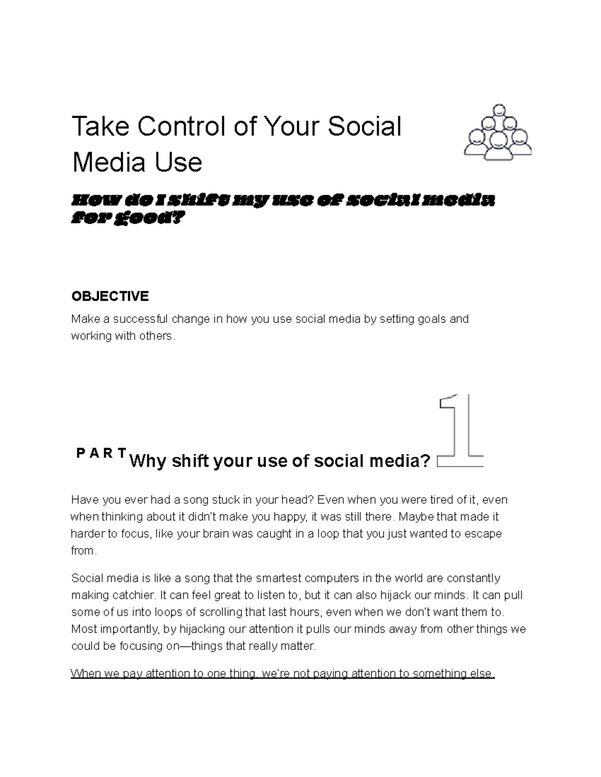 Take Control of Your Social Media Use Action Guide - Take Control of ...