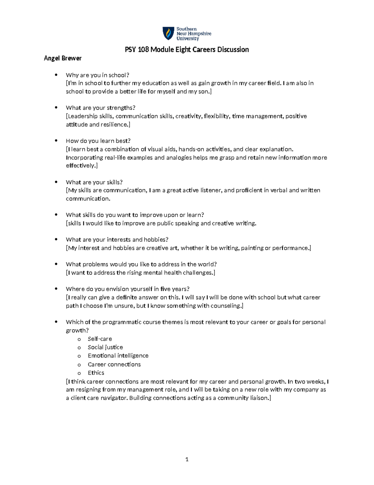 PSY 108 Module Eight Careers Discussion - PSY 108 Module Eight Careers ...