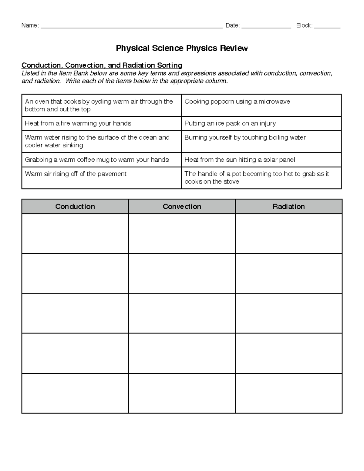Physical Science Eoctreview- Printed - Physical Science Physics Review ...