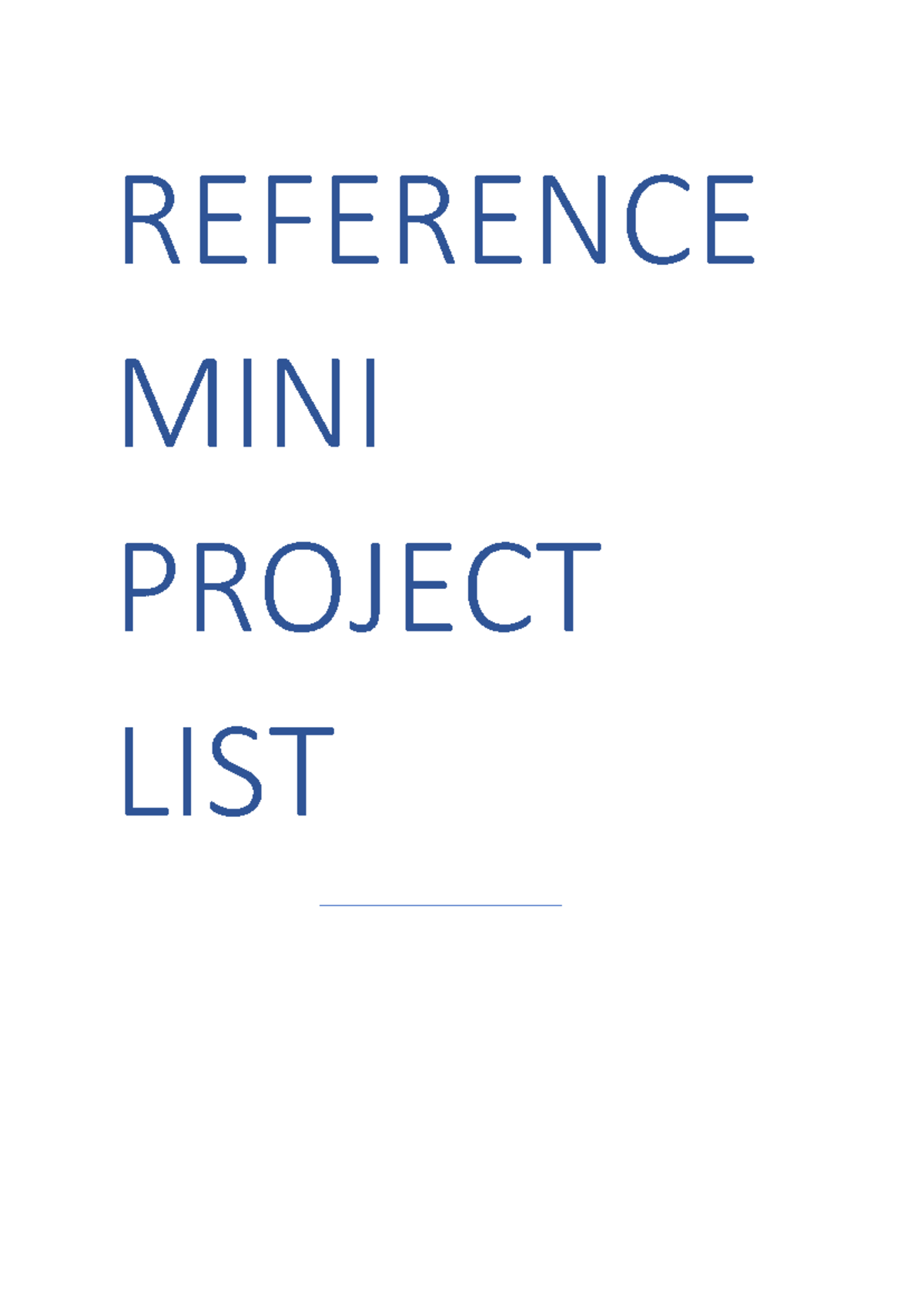 Reference Mini Project List - REFERENCE MINI PROJECT LIST pg. 1 ...