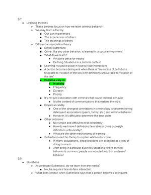 Exam 2 Notes - From Midterm-Finals. Amy Stichman - STRAIN THEORIES ...