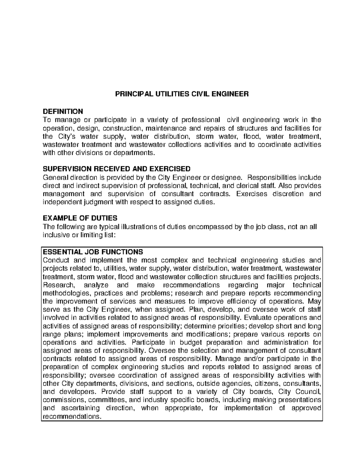 Principal Utilities Civil Engineer - PRINCIPAL UTILITIES CIVIL ENGINEER ...