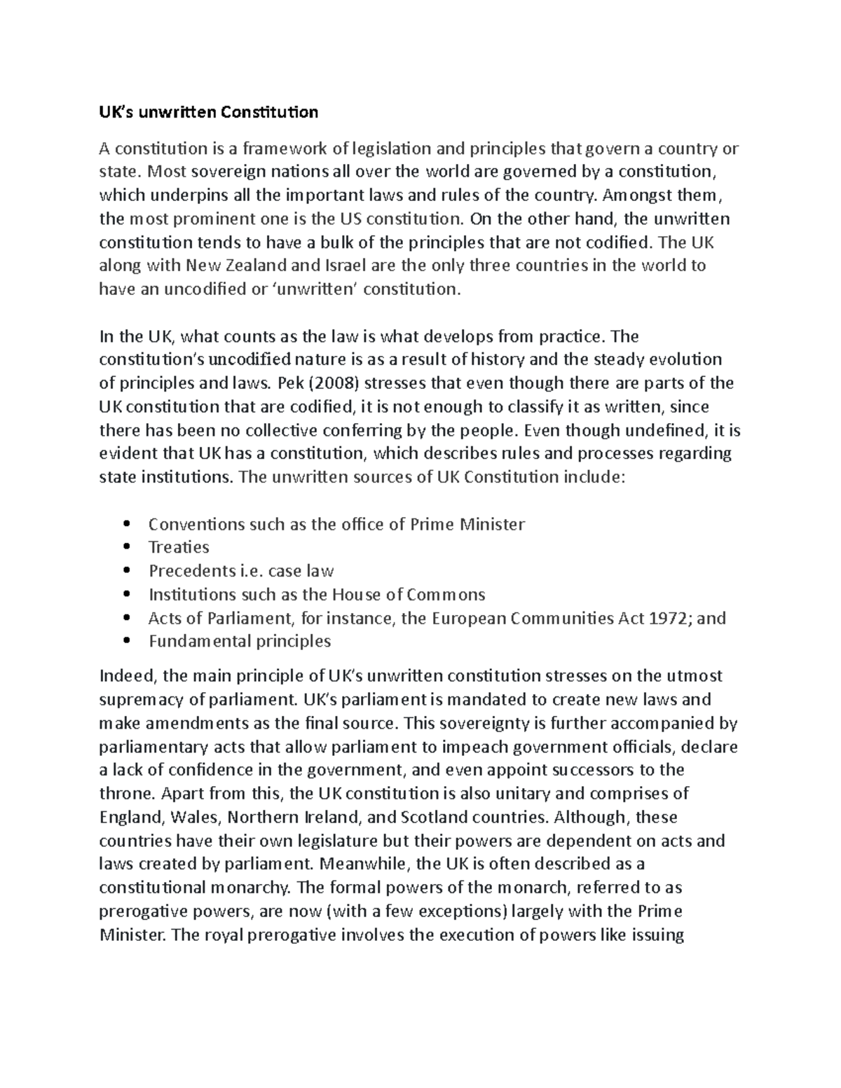 Uncodified constitution - UK’s unwritten Constitution A constitution is ...