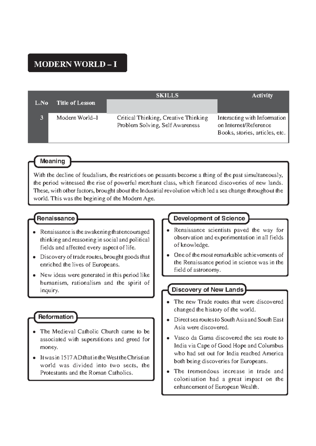 Lesson 3 - History - MODERN WORLD – I SKILLS Activity L Title of Lesson ...