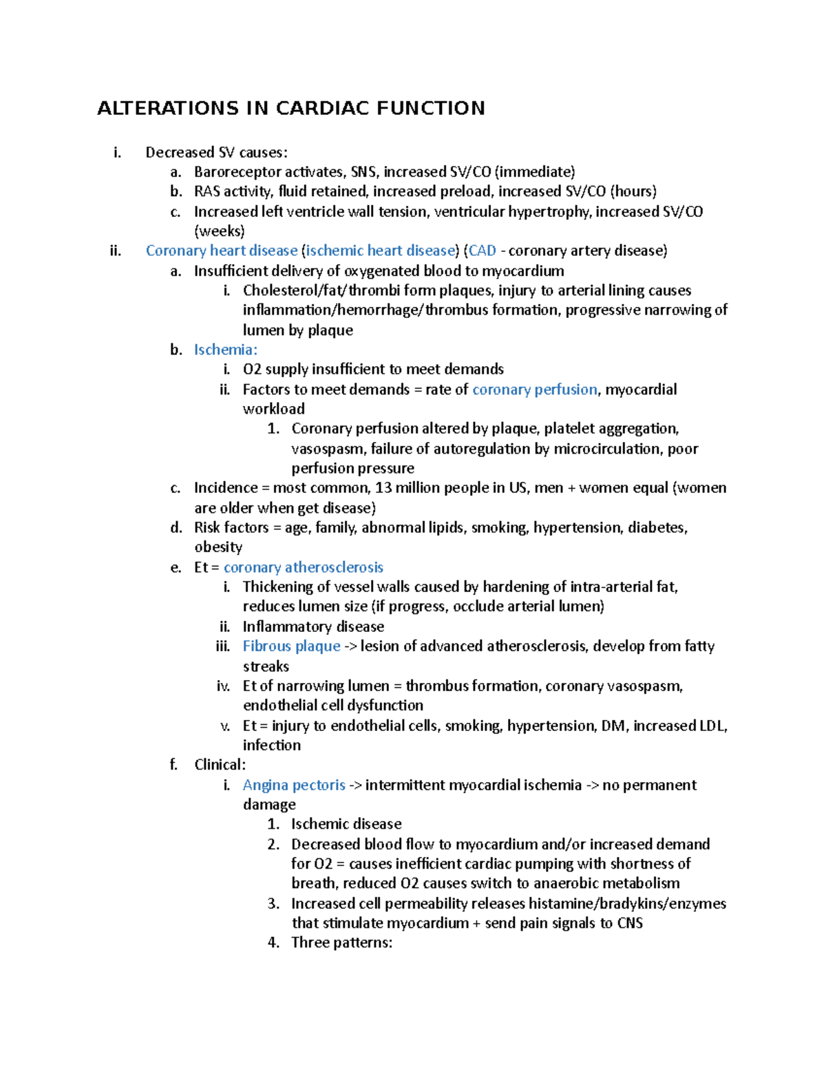 Alterations in cardiac function - ALTERATIONS IN CARDIAC FUNCTION i ...