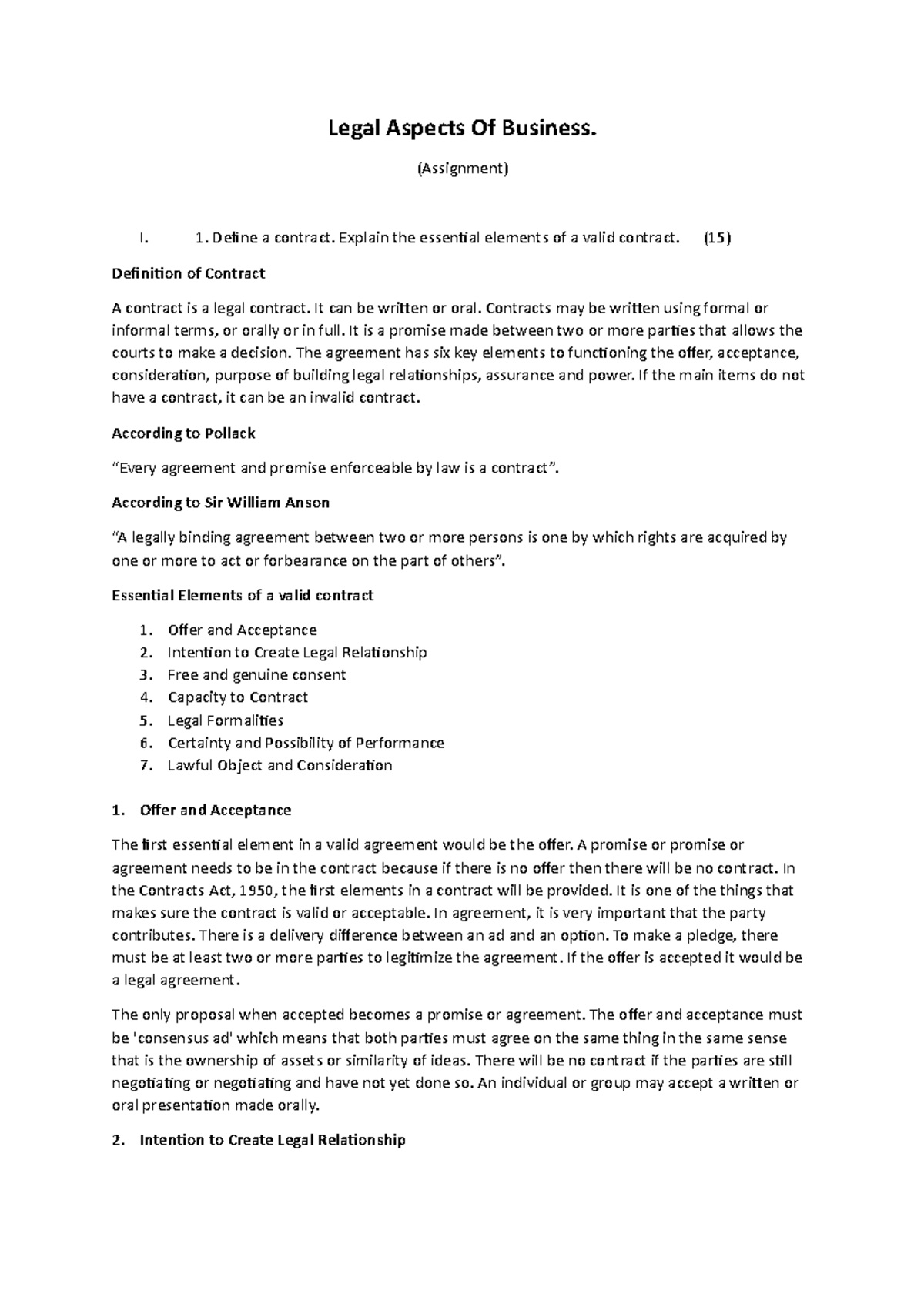 Legal Aspects Of Business-Shyamala Assignment-Jul21 - Legal Aspects Of ...