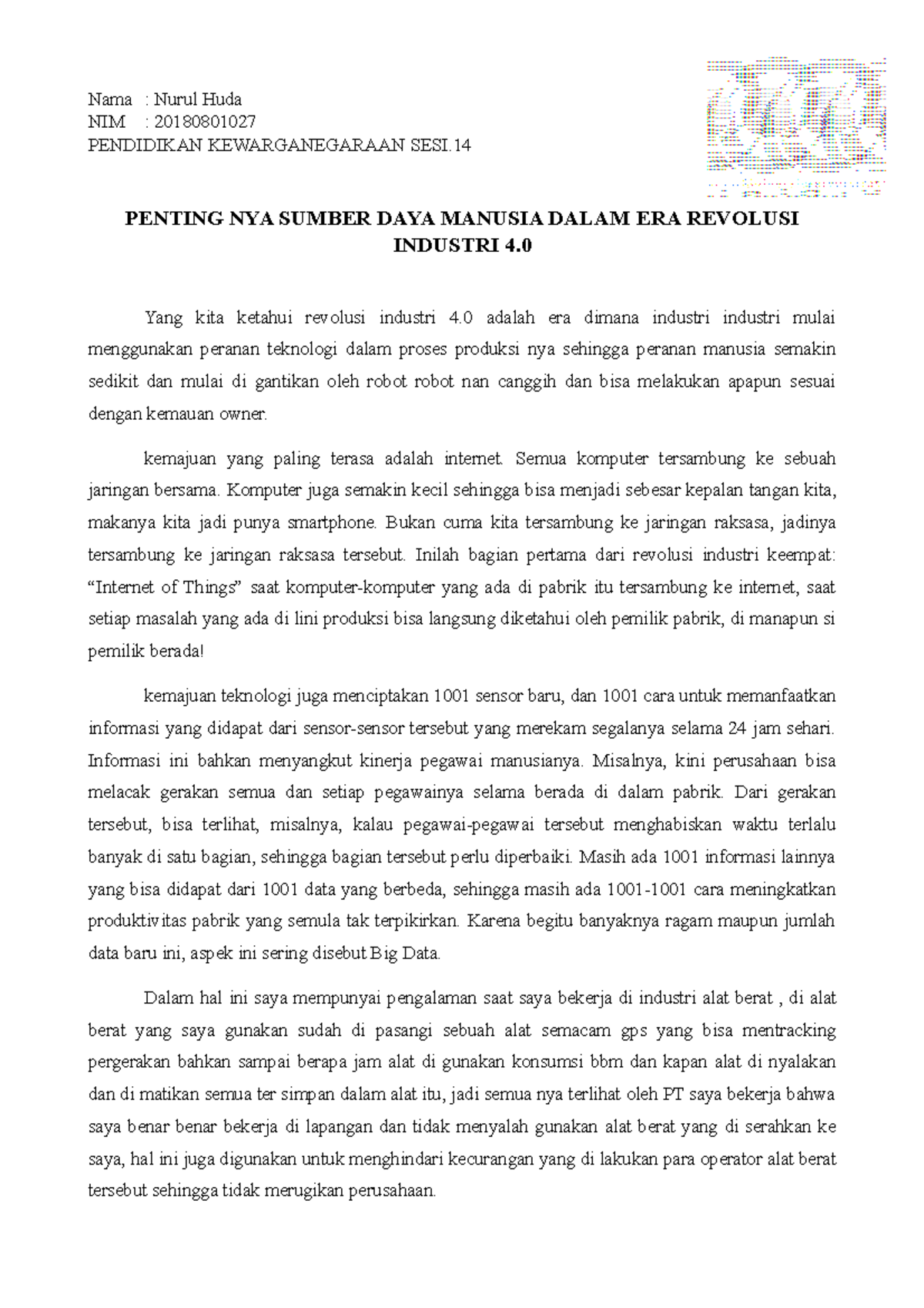 Paper mata kuliah PKN - Nama : Nurul Huda NIM : 20180801027 PENDIDIKAN ...