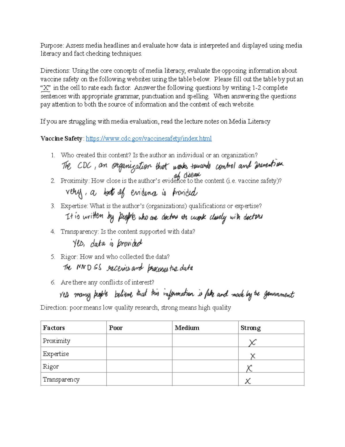 H225 media literacy assignment - Purpose: Assess media headlines and ...