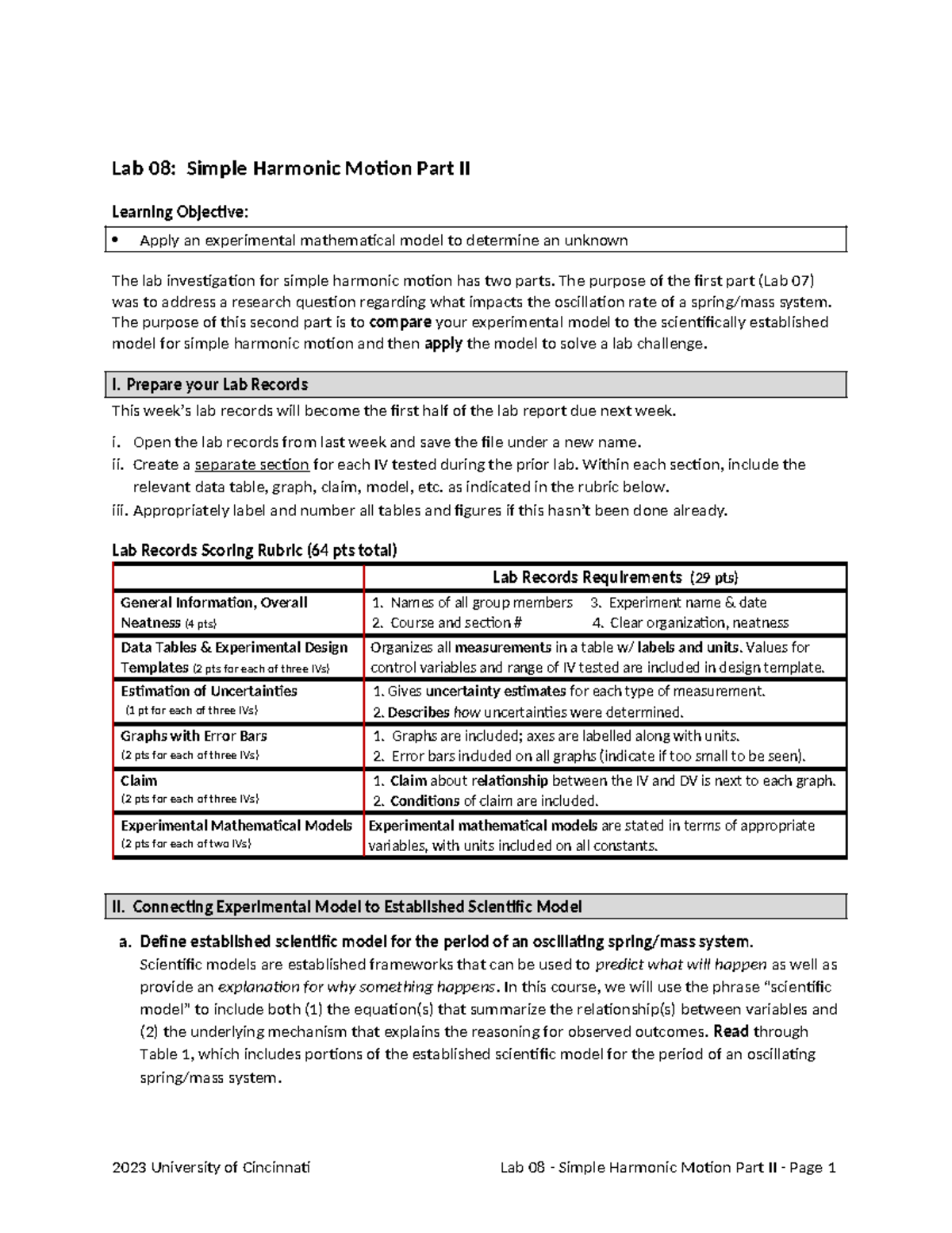 Lab 08 - SHM Part II - lab - Lab 08: Simple Harmonic Motion Part II Learning Objective: Apply an ...