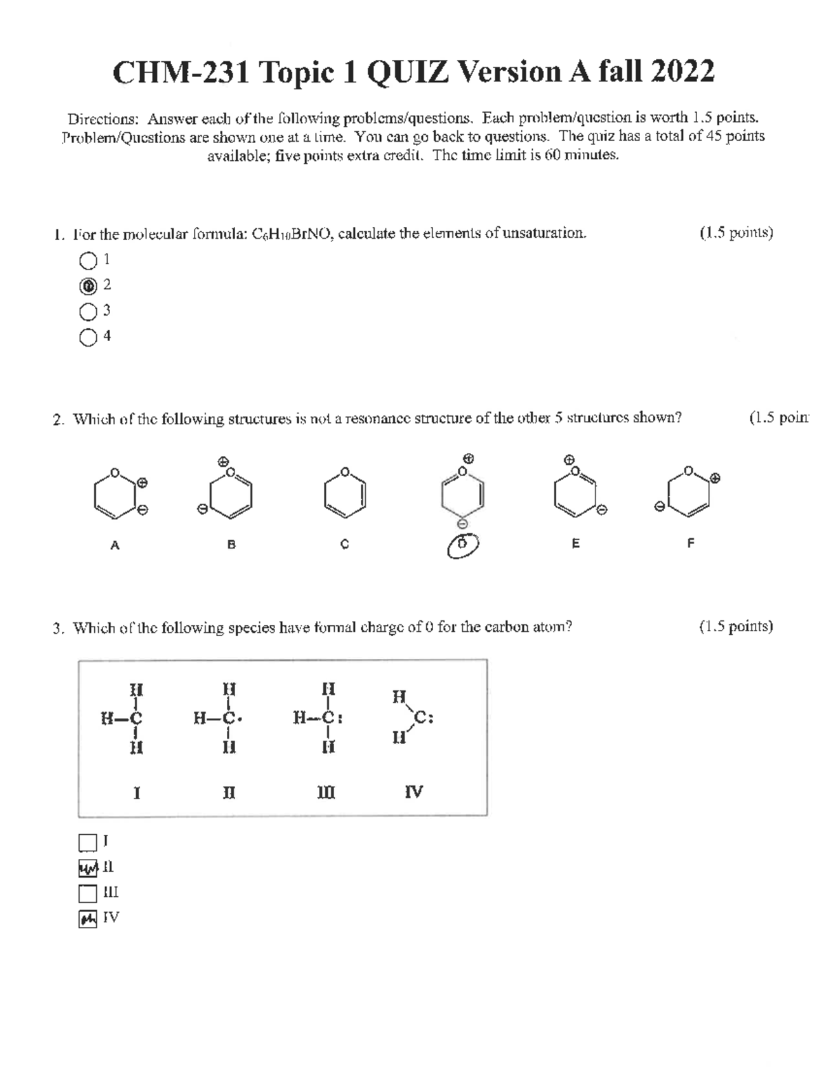 Old Topic 1 Quiz fall 2023 KEY - CHM 233 - Studocu