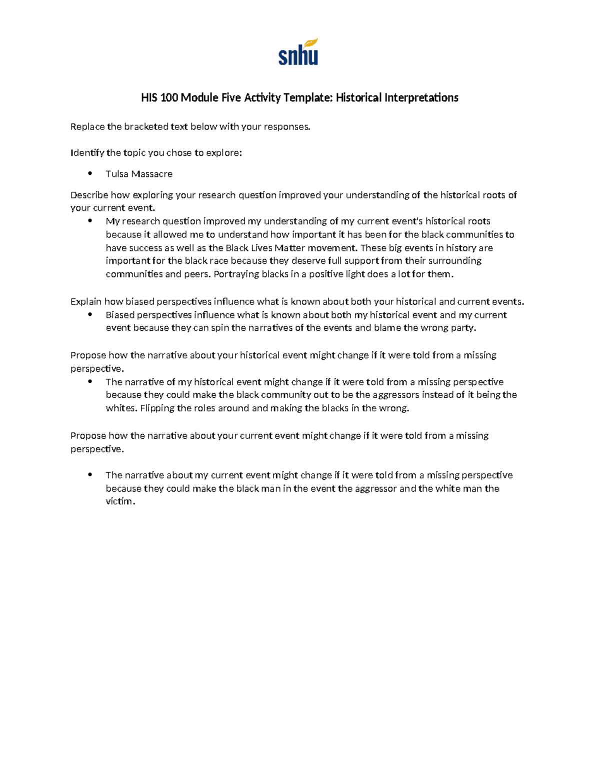 HIS 100 Module Five Activity Template (1) - HIS 100 Module Five ...