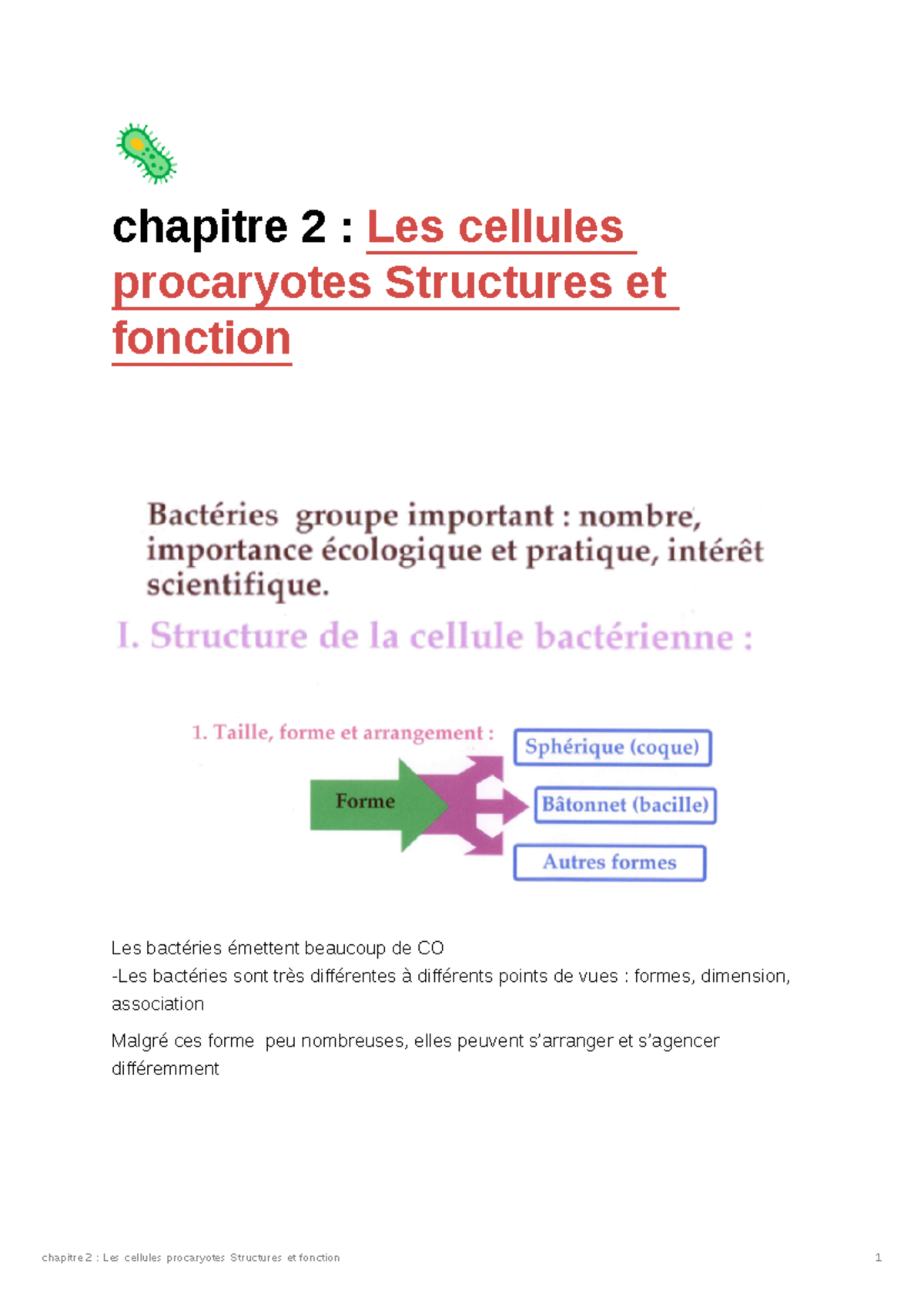Chapitre 2 Les cellules procaryotes Structures et fonction - Ï chapitre ...
