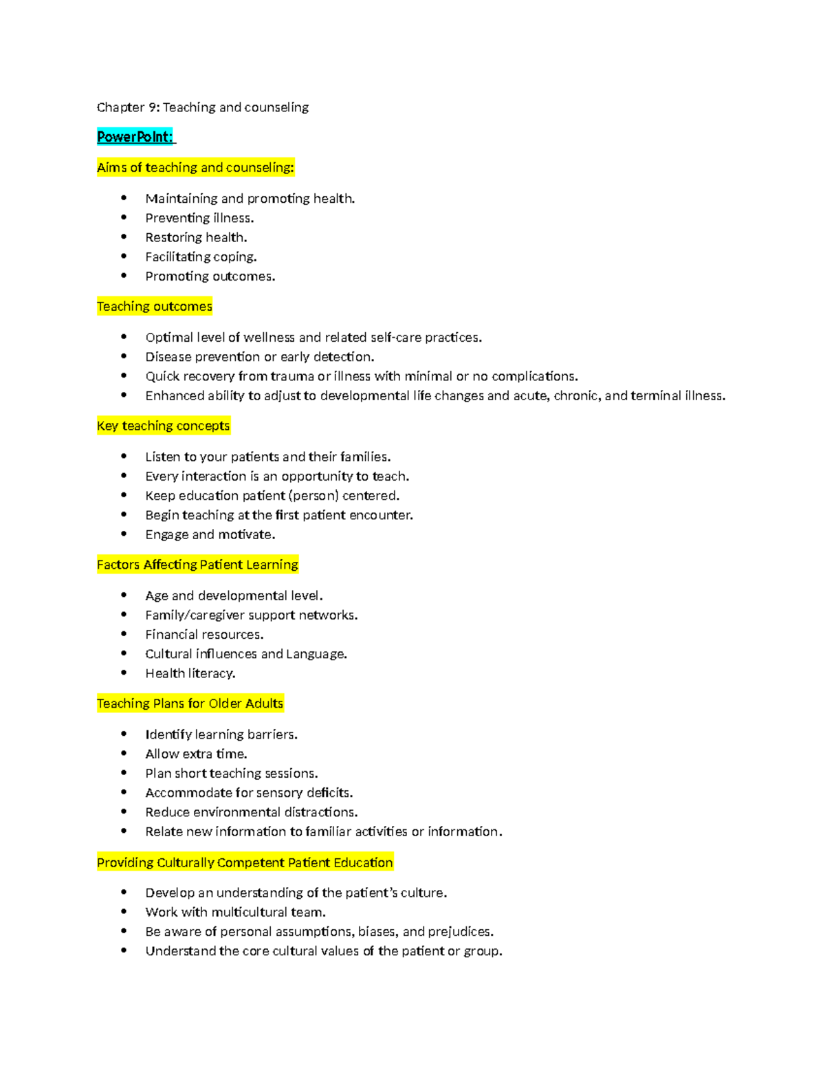 Chapter 9 teaching and counseling - Chapter 9: Teaching and counseling ...