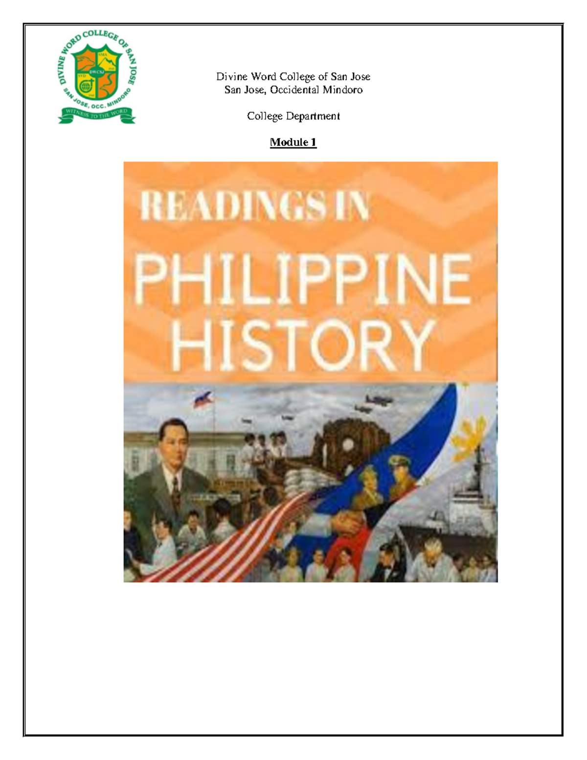 History MOD1 - MNXB - Divine Word College of San Jose San Jose, Occidental Mindoro College - Studocu