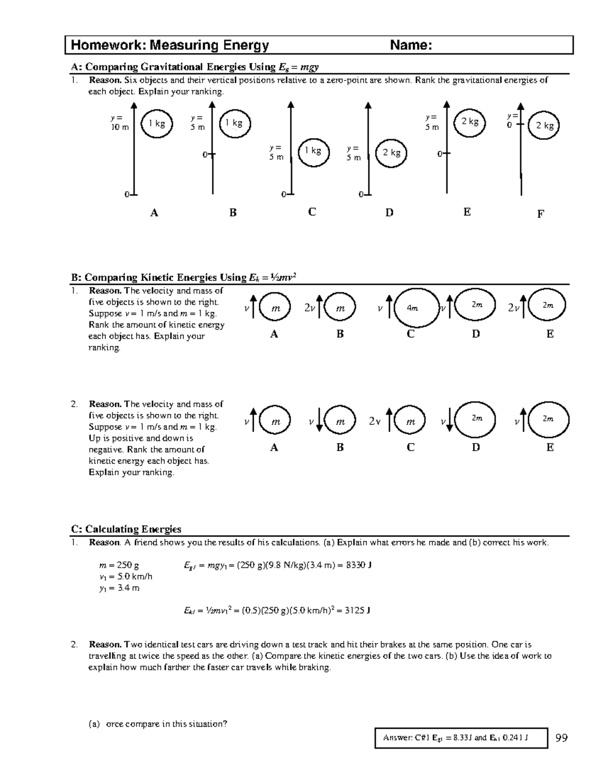 Measuring Energy Homework - 99 Homework: Measuring Energy Name: A ...