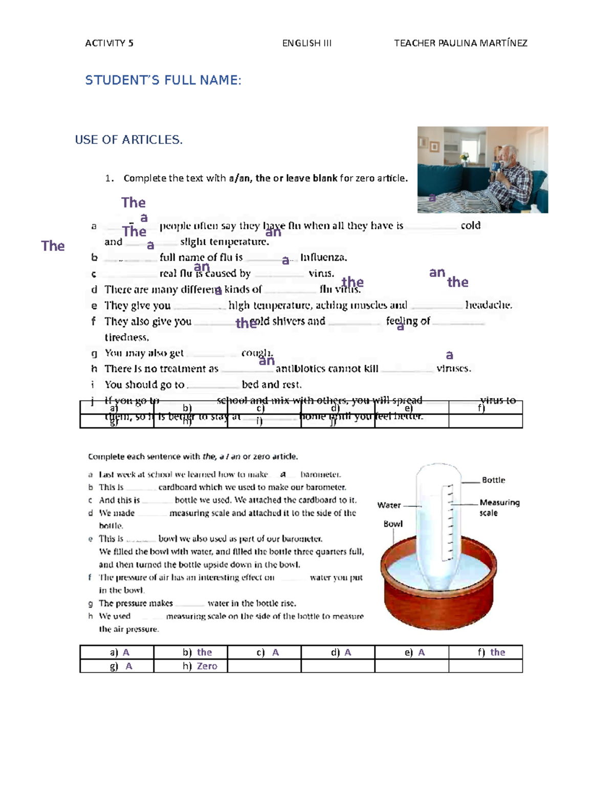 Activity 5 - La actividad 5 de ingles que te pide completar un ...