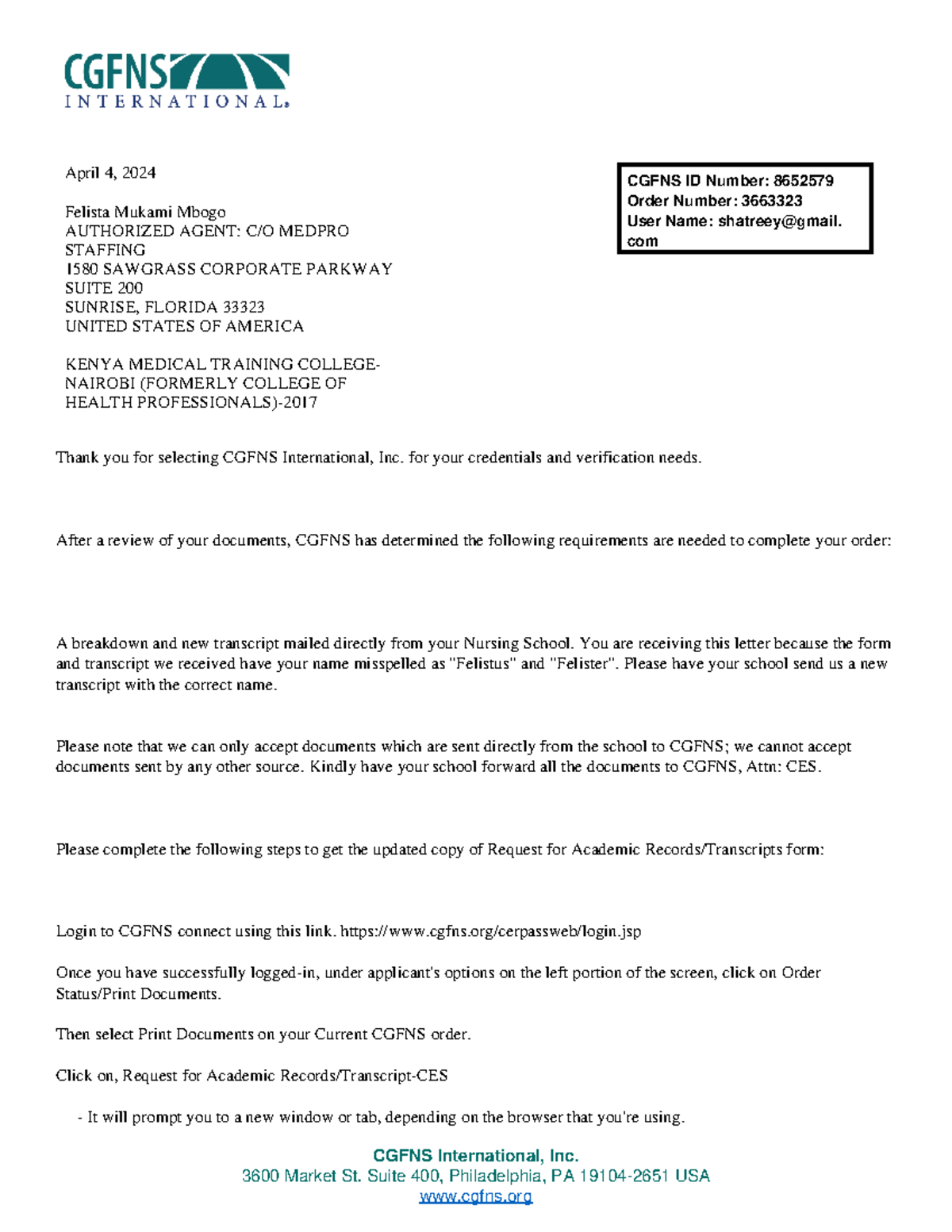 Custom Letter RPT Custom Tailored Email - CGFNS International, Inc ...