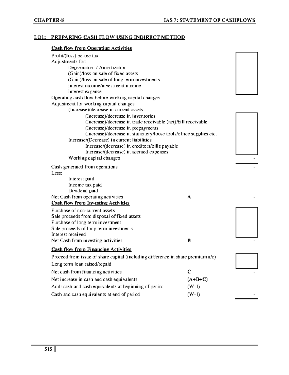 IAS-07 (Complete Chapter) - LO1: PREPARING CASH FLOW USING INDIRECT ...