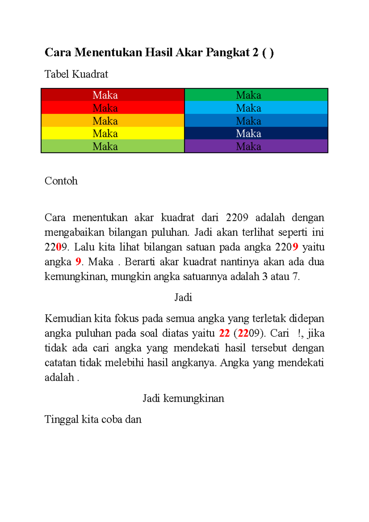 Cara Menentukan Hasil Akar Pangkat 2 - Jadi akan terlihat seperti ini ...