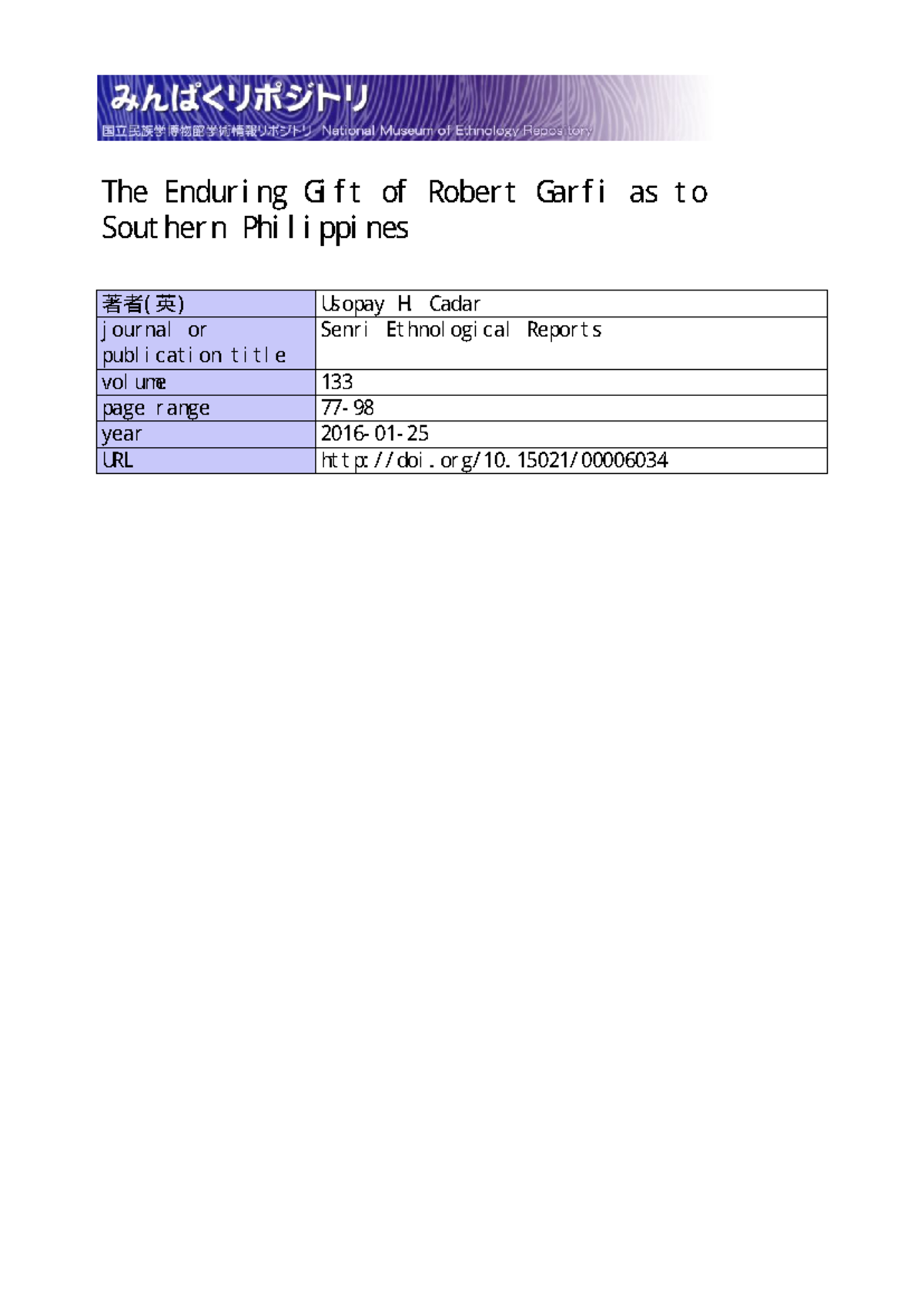 SER133 05 - nothing much to say - The Enduring Gift of Robert Garfias ...