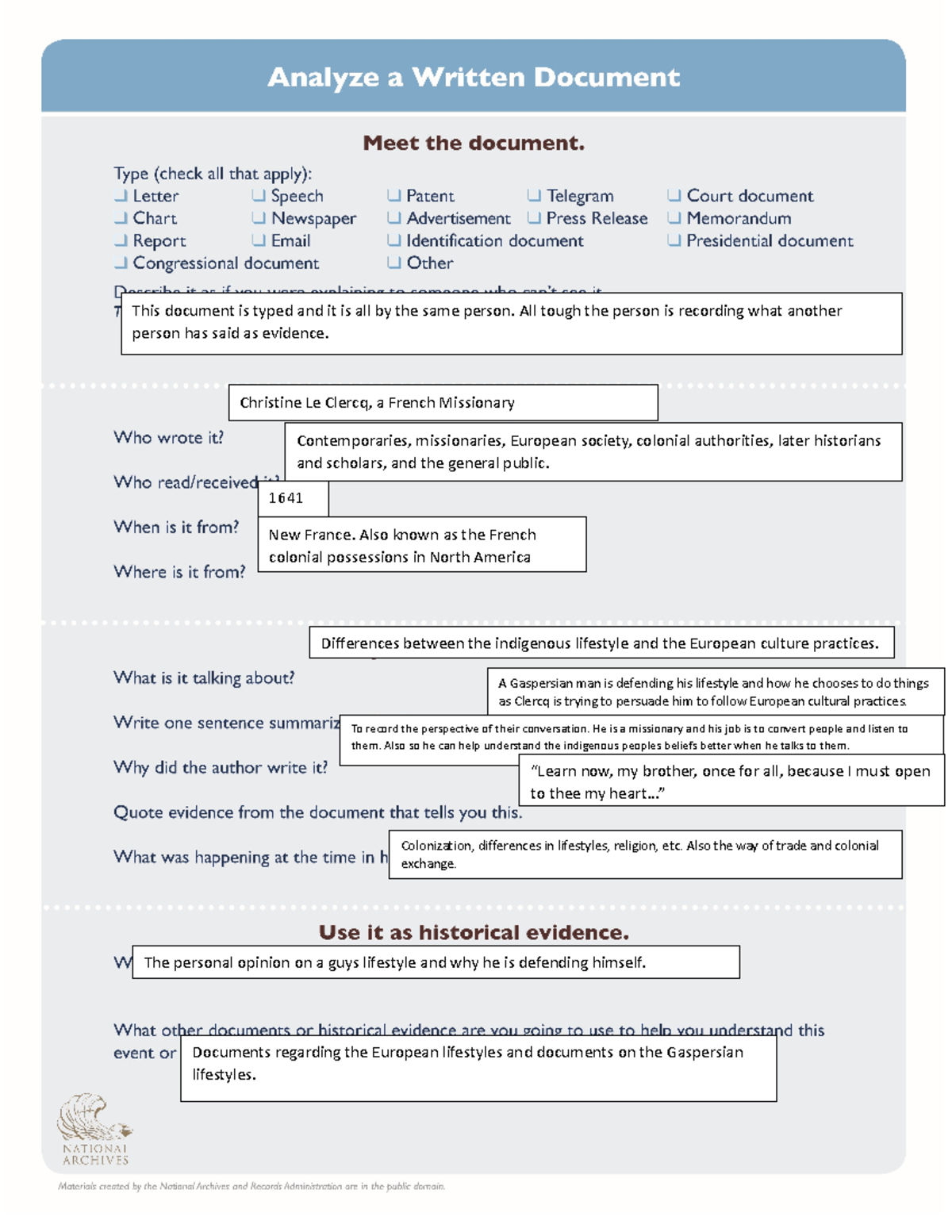 Analyze Document 1 - This document is typed and it is all by the same ...