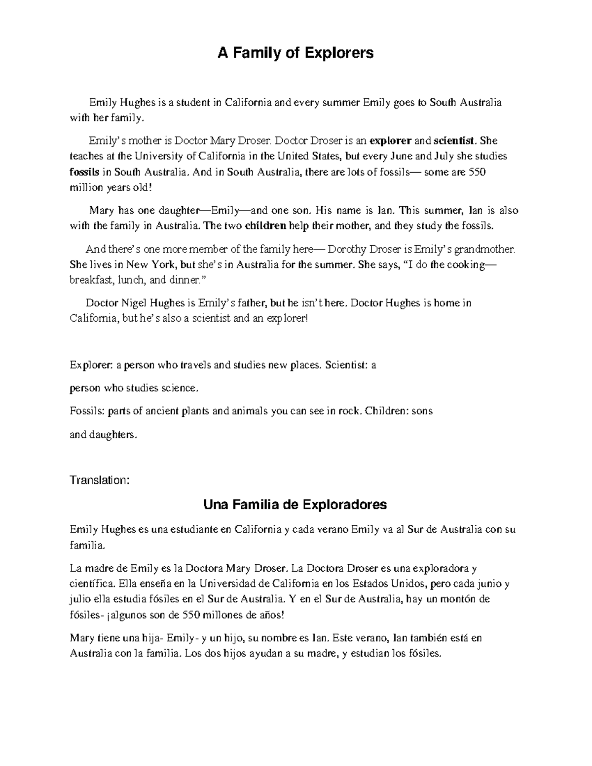 Homework WEEK1 Angelo Ochoa - A Family of Explorers Emily Hughes is a ...