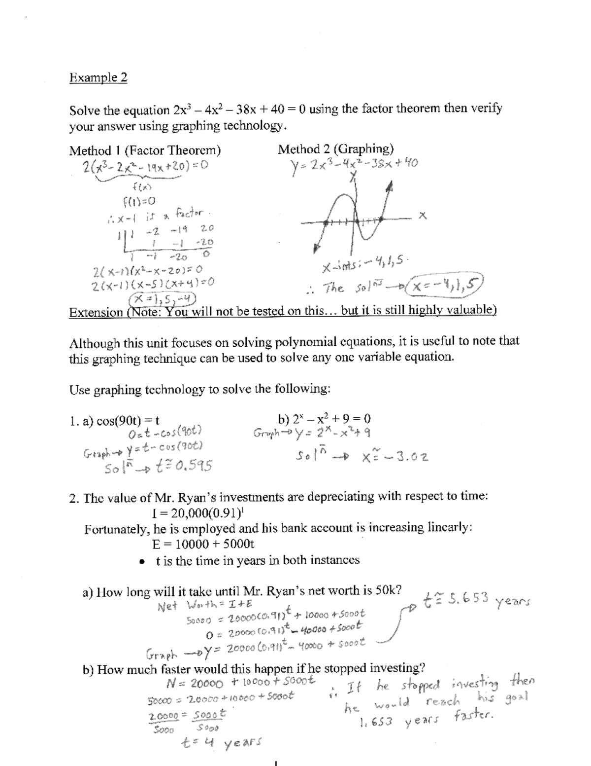 Mhf4u solvingequationsusingtechnology soln 2-end - Math 102.3 - Studocu