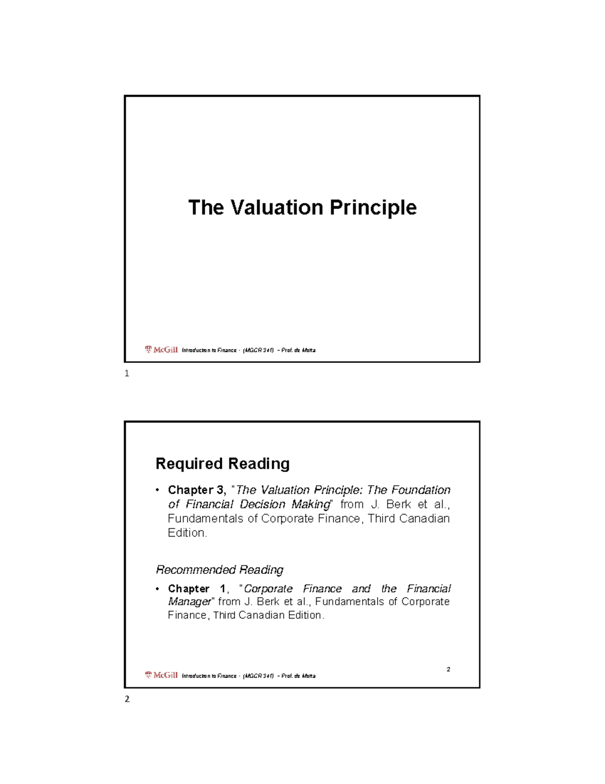 Valuation Principle in Finance - Studocu