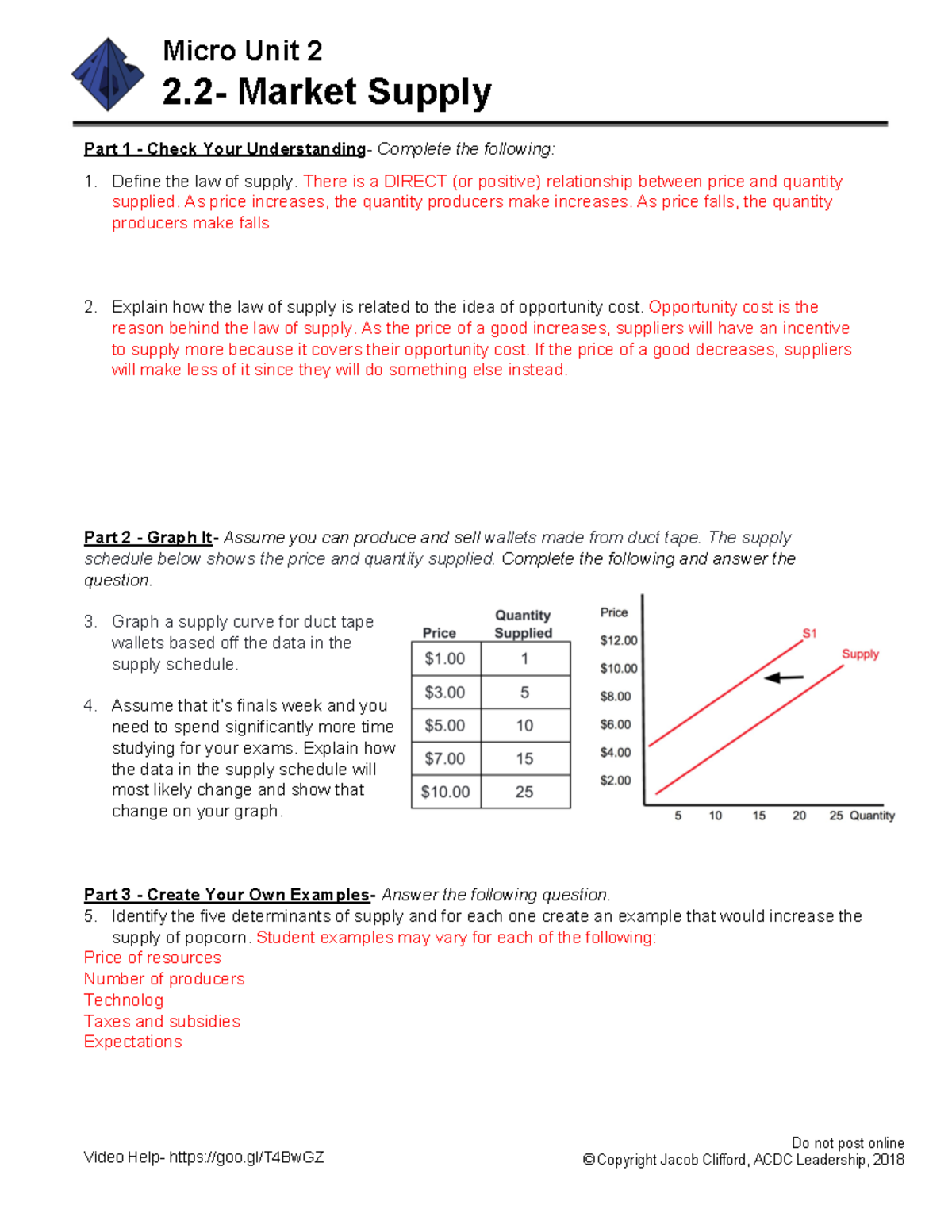 Answer Key Micro 2.2- Market Supply - Micro Unit 2 2- Market Supply ...