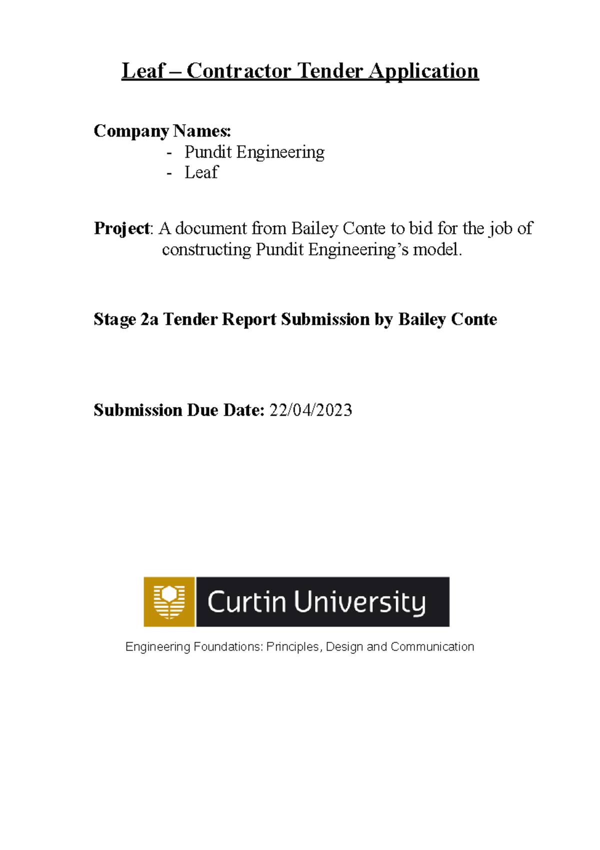 Contractor Tender Application - Stage 2a - Leaf – Contractor Tender ...