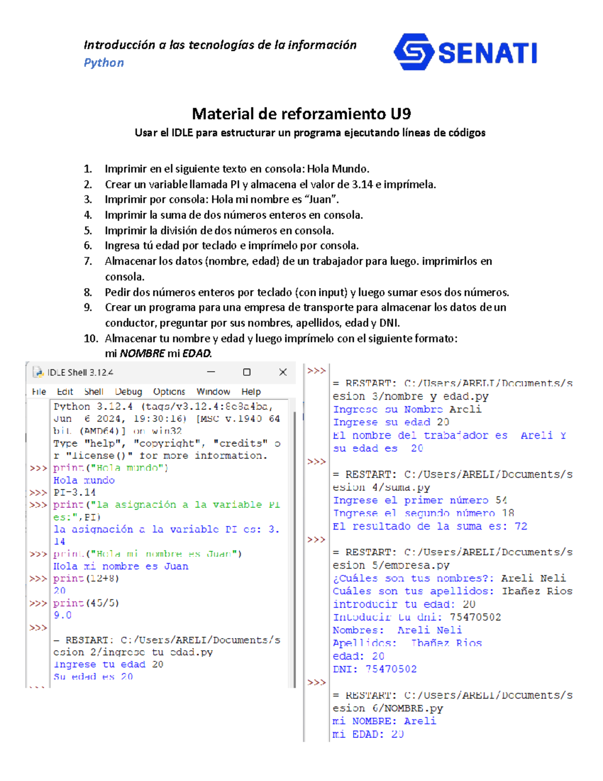 Reforzamiento 9 - ITI - Introducción a las tecnologías de la información Python Material de ...