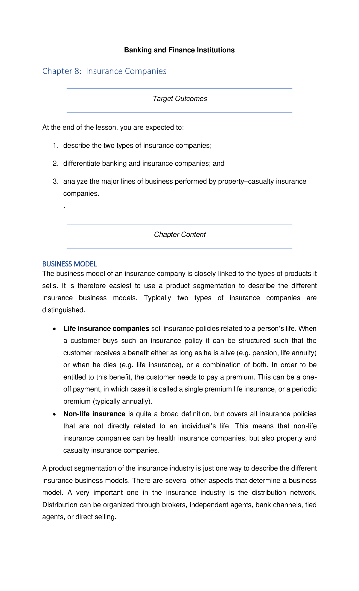 Ch 8 Insurance Companies Banking And Finance Institutions Chapter ch-8-insurance-companies-banking-and-finance-institutions-chapter