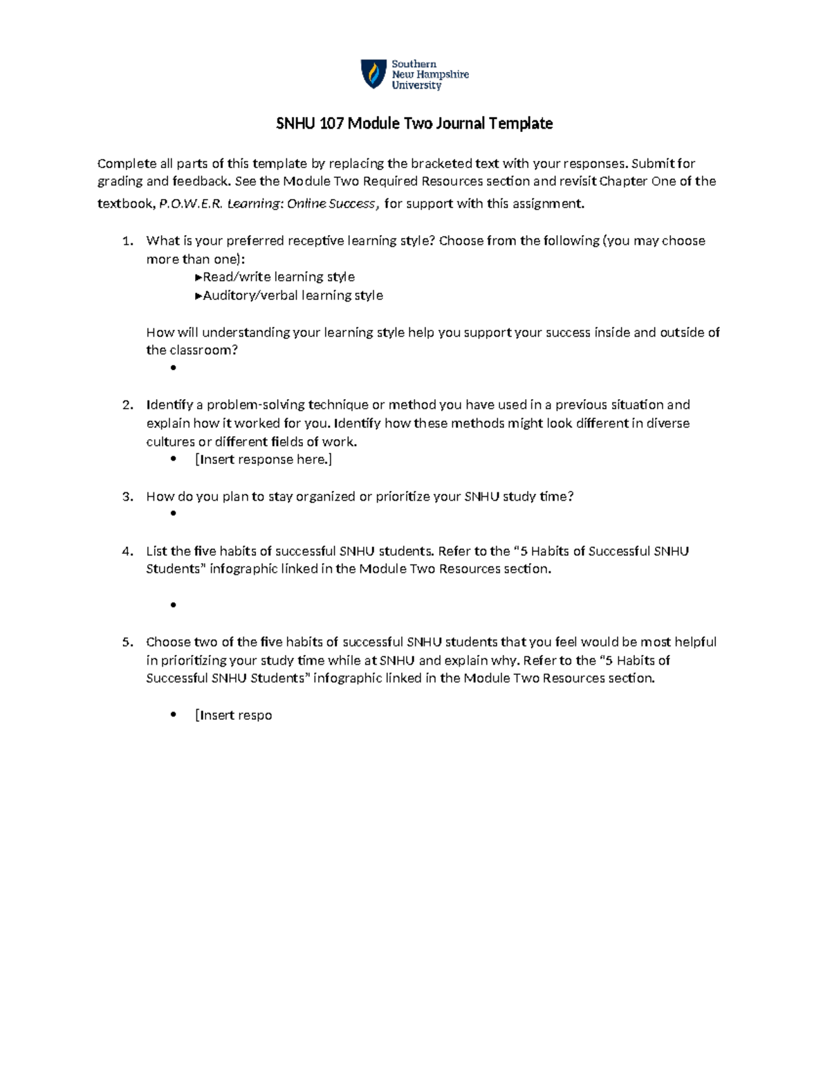SNHU 107 Module Two Journal Template copy - SNHU 107 Module Two Journal ...
