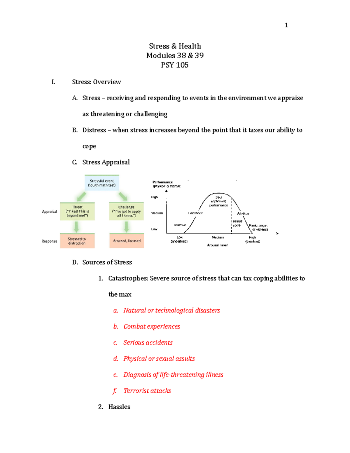 PSY105 Modules 38-39 - Stress Health Notes - Stress & Health Modules 38 ...