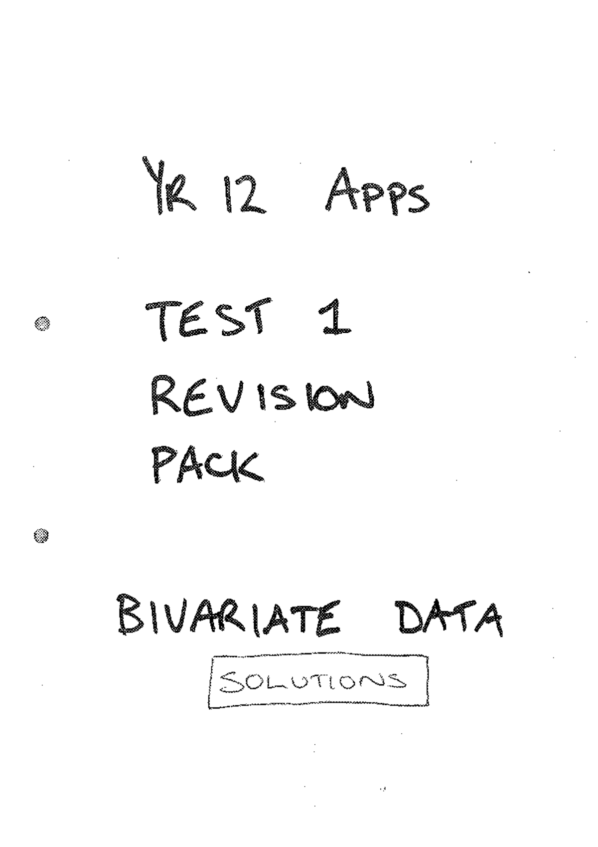 Bivariate data revision - Solutions - Studocu