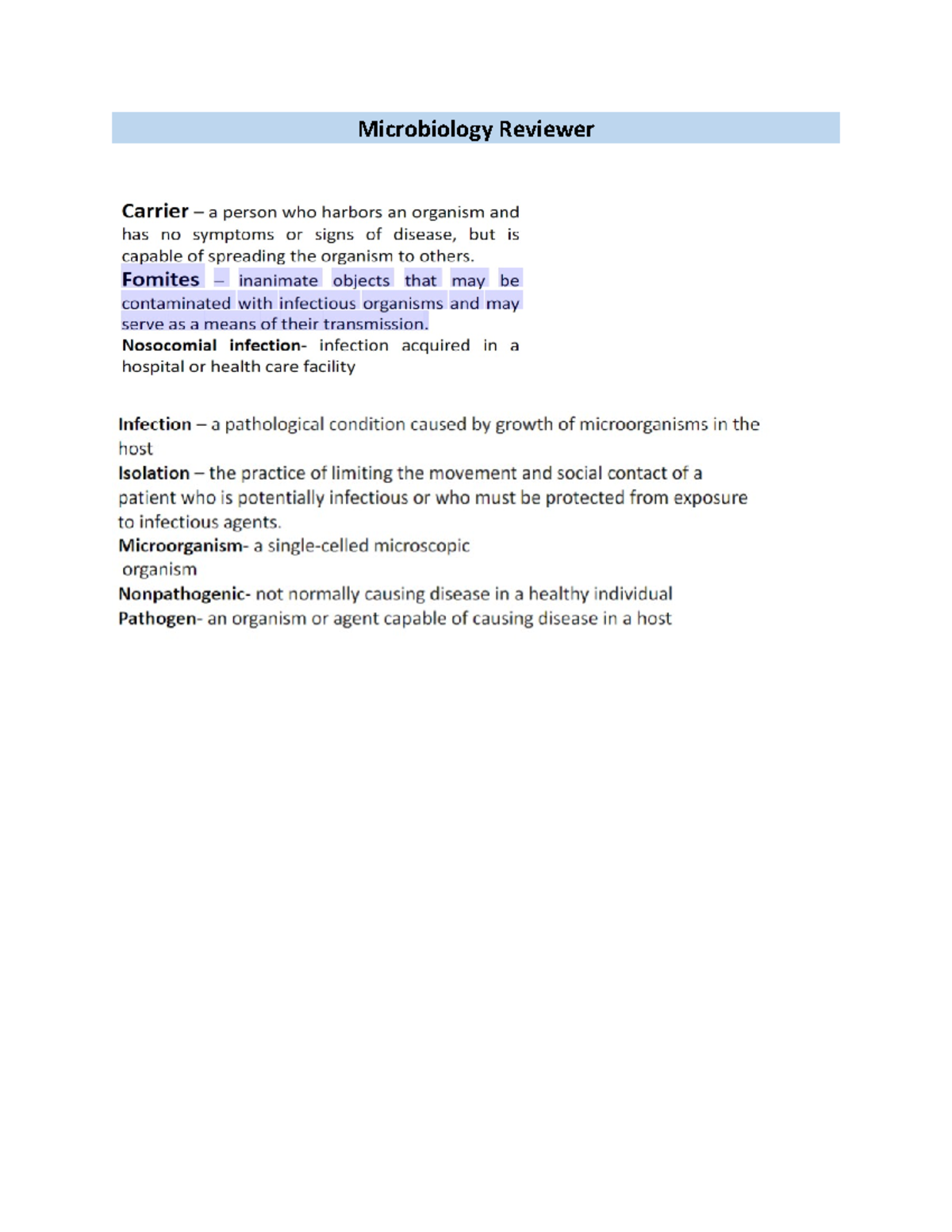 Introduction to Microbiology Reviewer - Microbiology Reviewer Principal ...