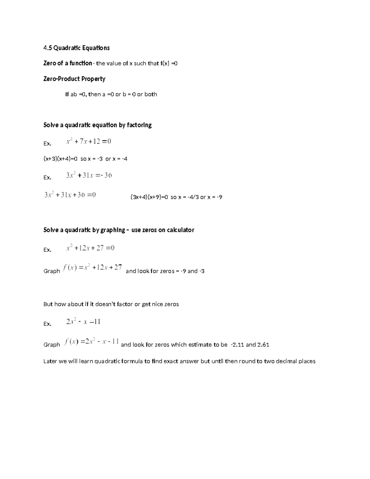 4 - Unit 2 of Algebra 2 Honors at Langley High School FCPS - 4 ...