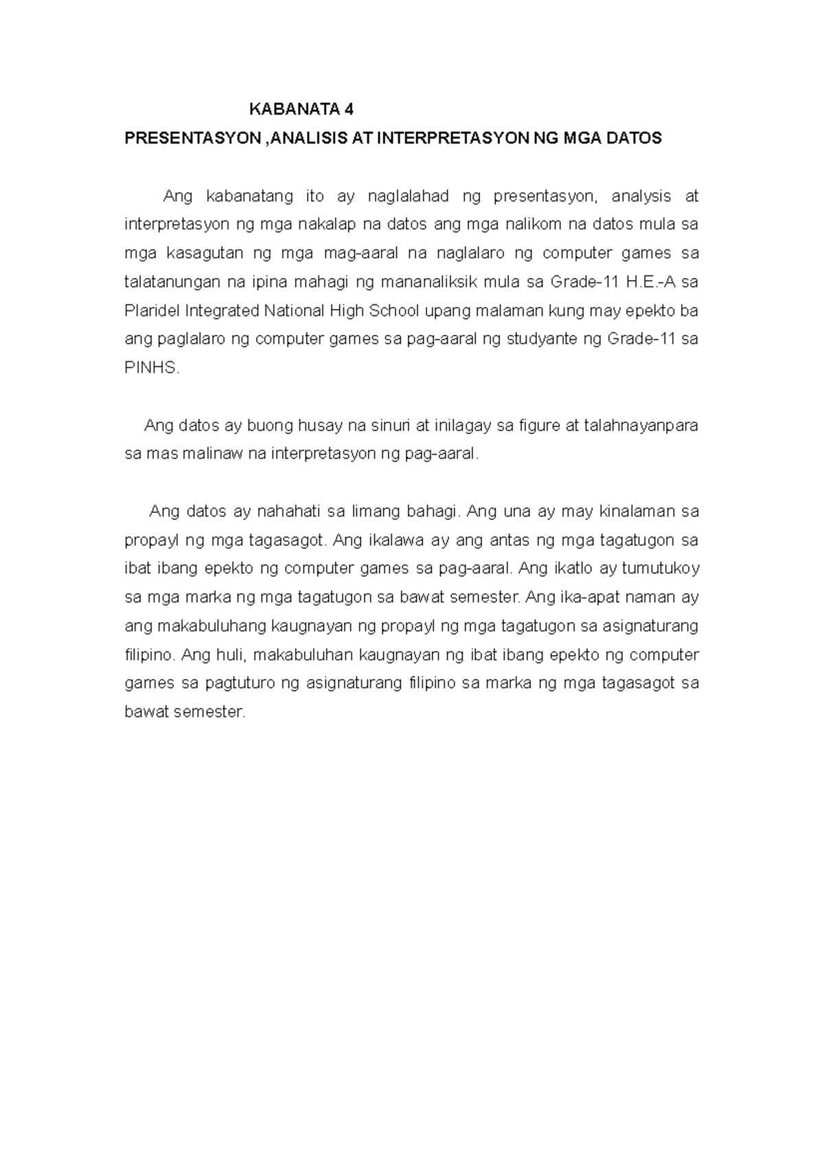 Kabanata 4 Presentasyon Analisis AT INTE - KABANATA 4 PRESENTASYON ...