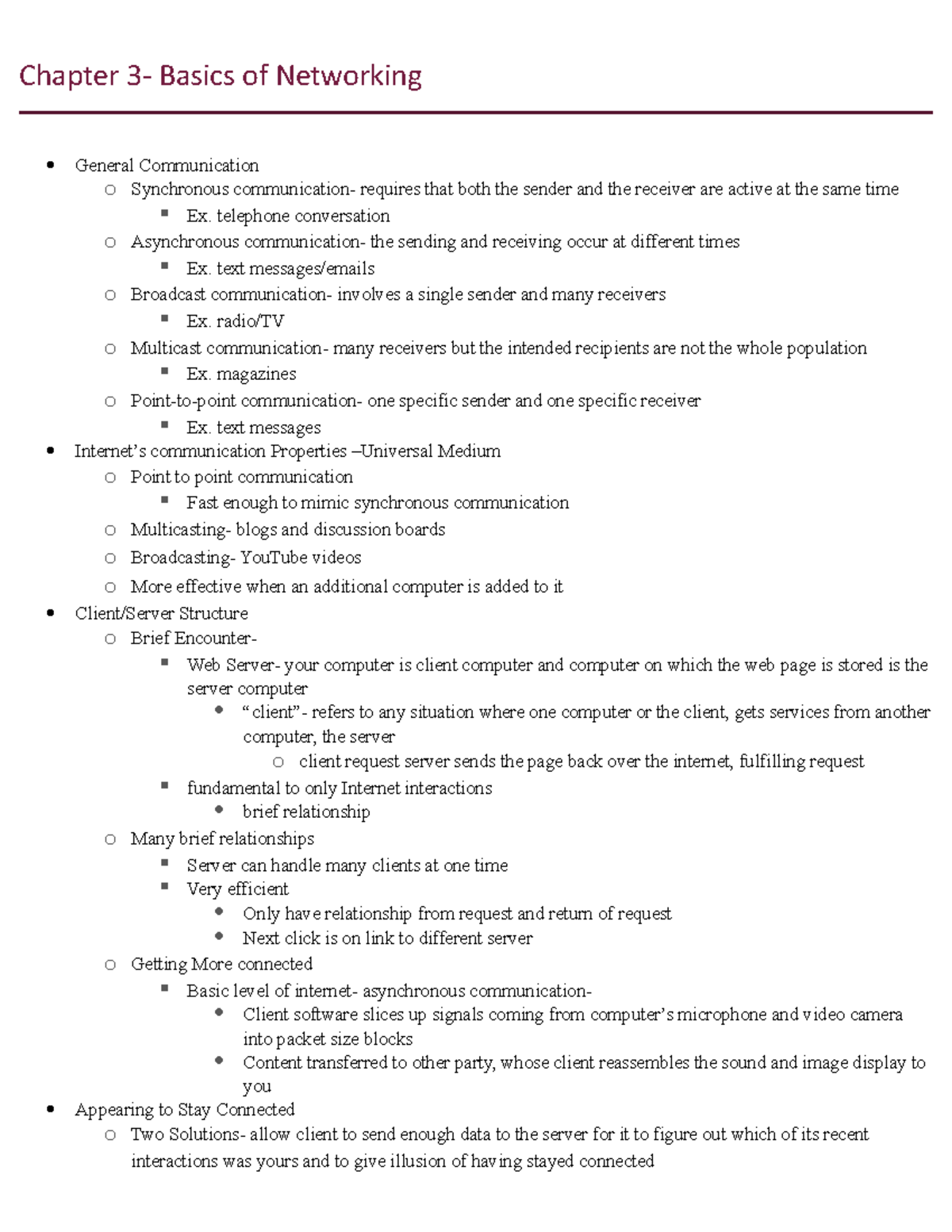Chapter 3 - Barton - Chapter 3- Basics of Networking General ...