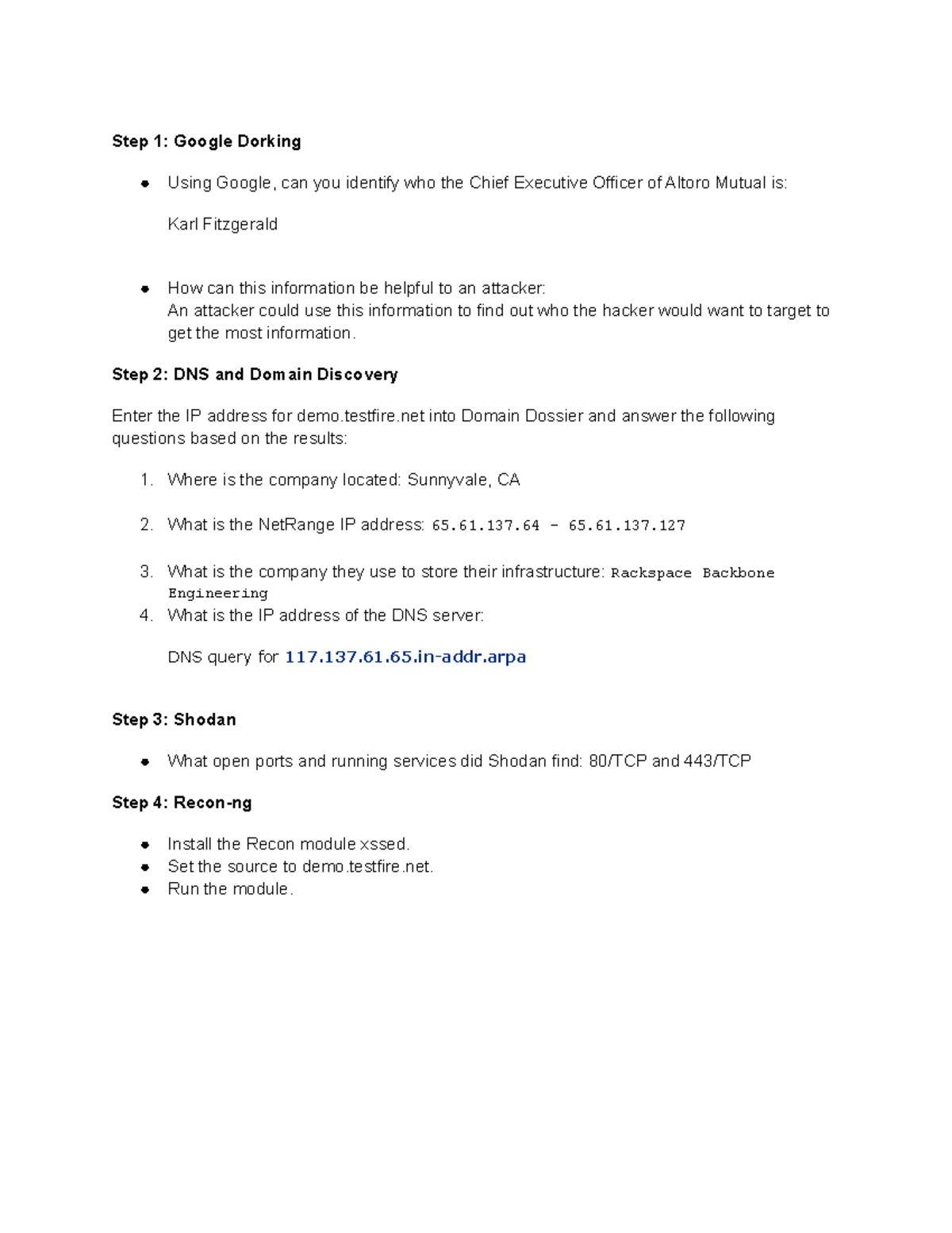 Week 16 Homework for Cyber Security unit 16 - Step 1: Google Dorking ...