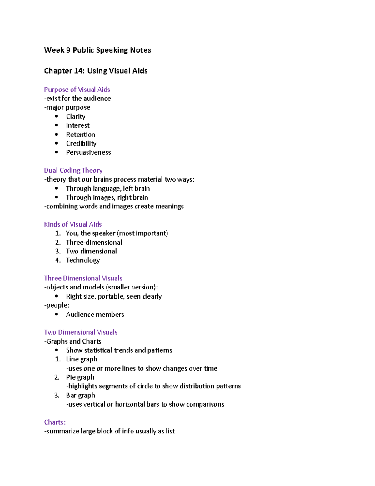 Week 9 Public Speaking Notes - You, the speaker (most important) 2. 3 ...